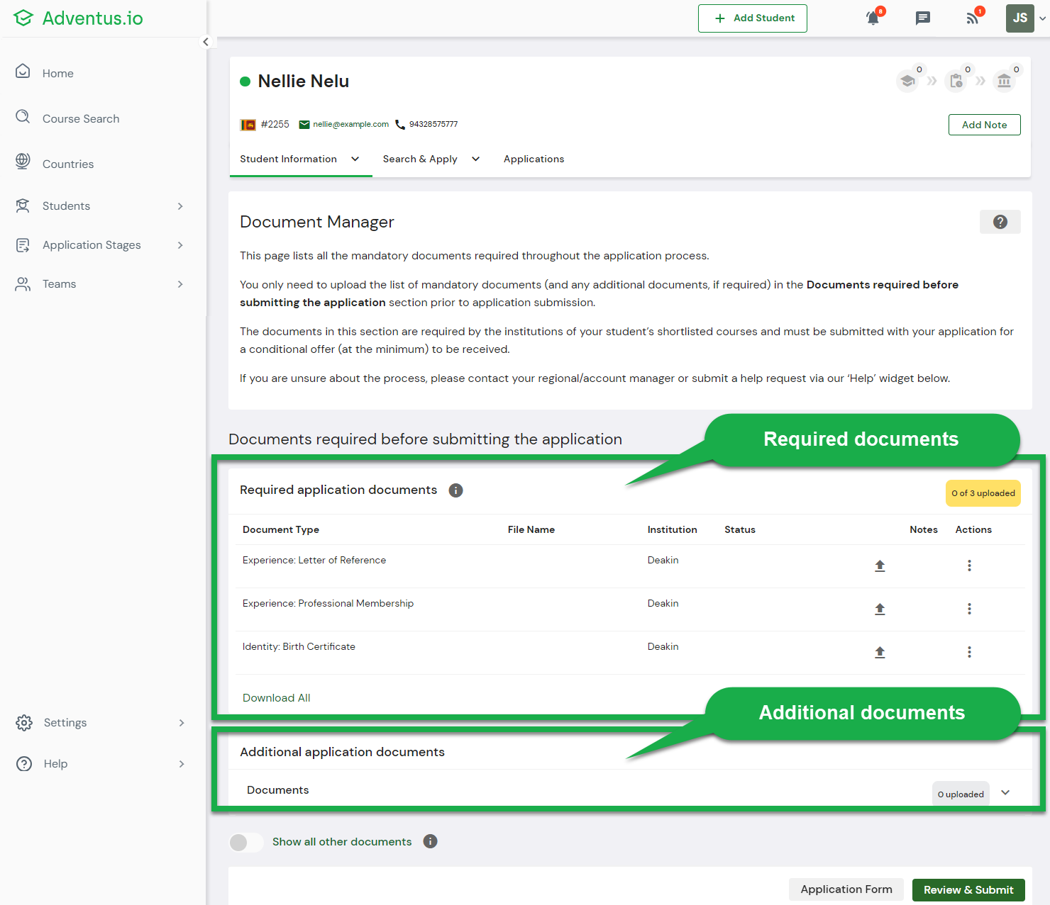 Uploading Required Documents